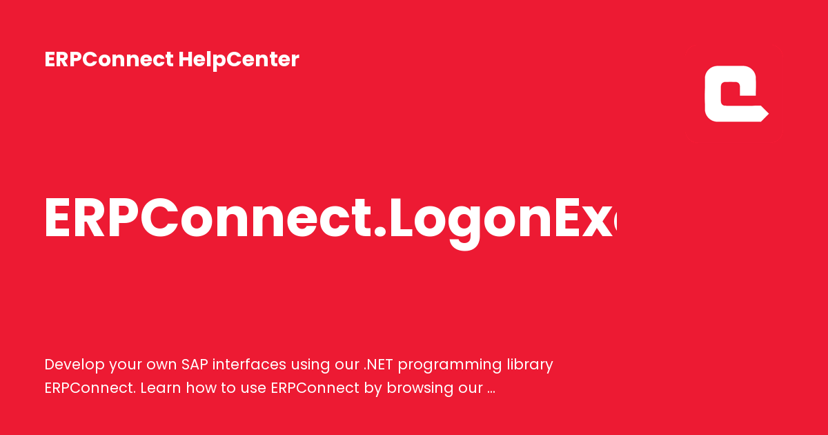 ERPConnect LogonException ERPConnect HelpCenter