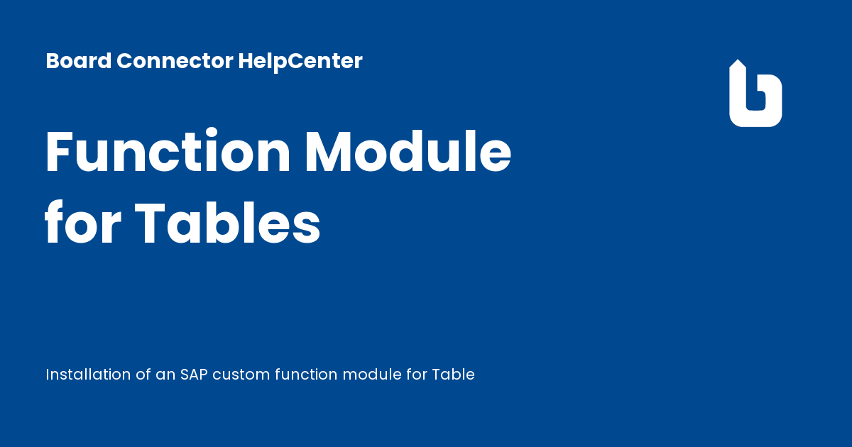 Function Module for Tables - Board Connector HelpCenter