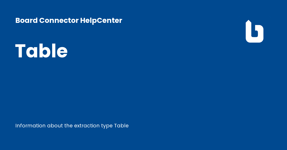 Table - Board Connector HelpCenter