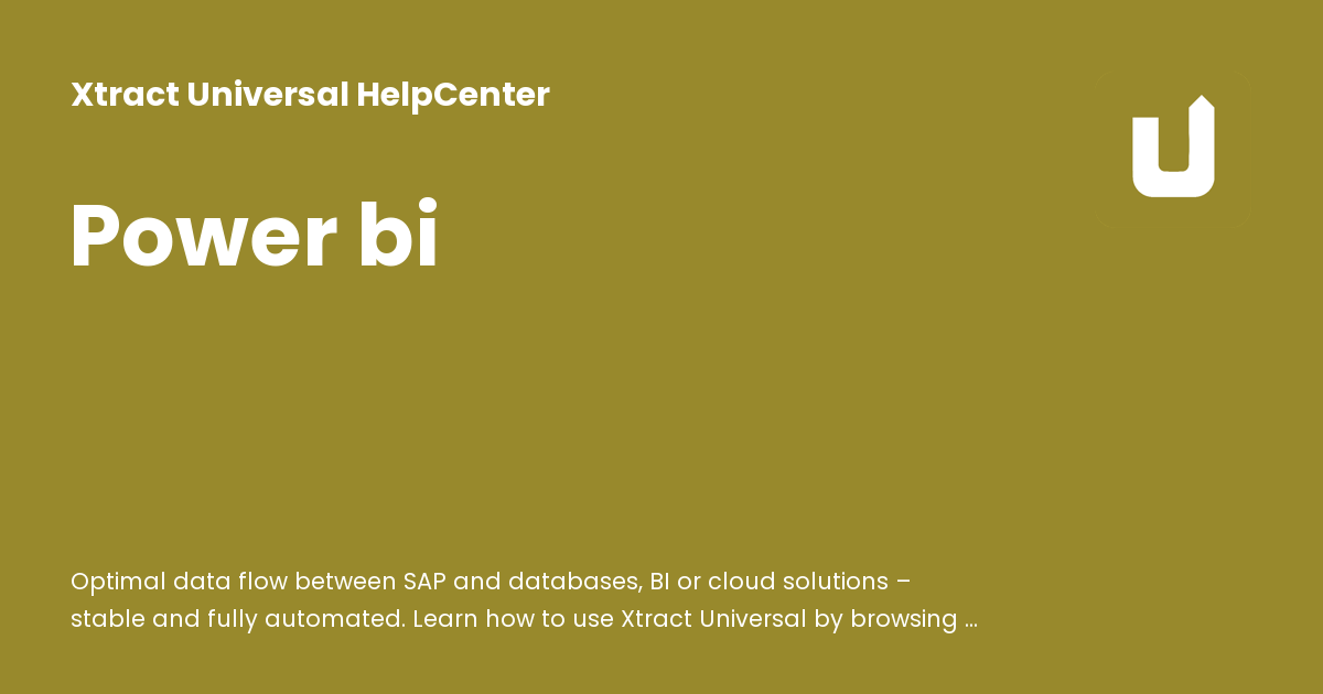 Power bi - Xtract Universal HelpCenter