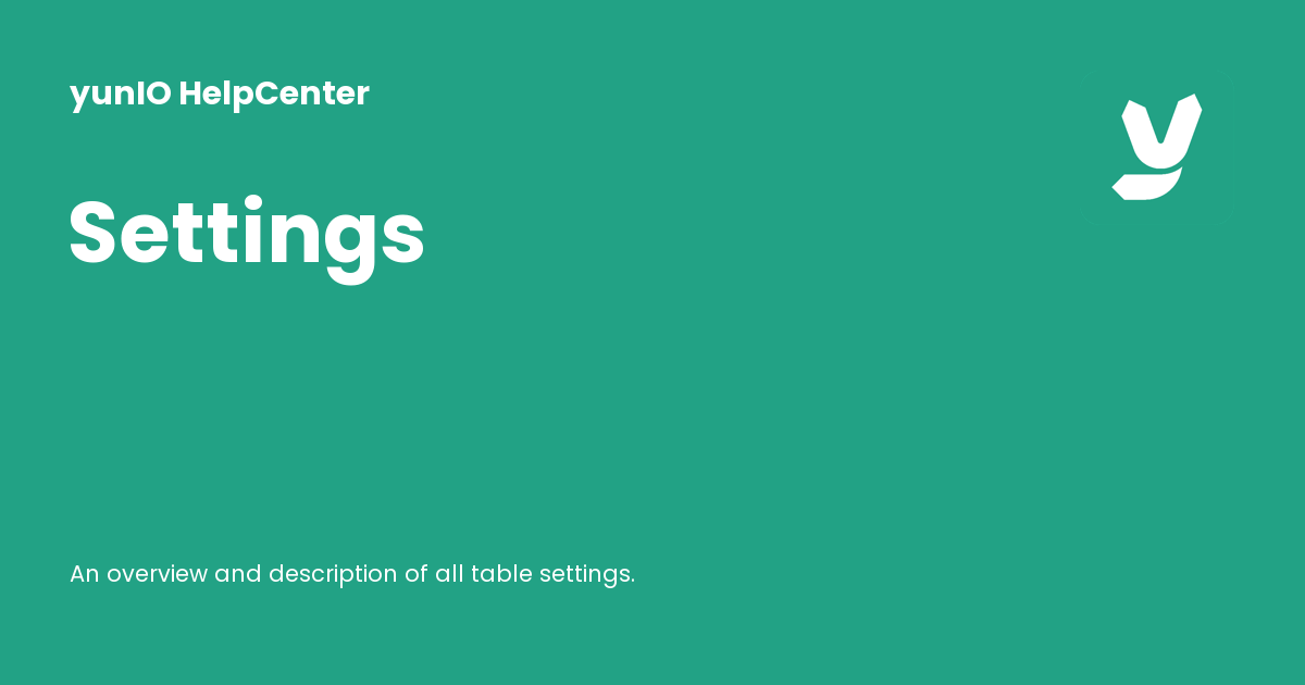 Settings - yunIO HelpCenter
